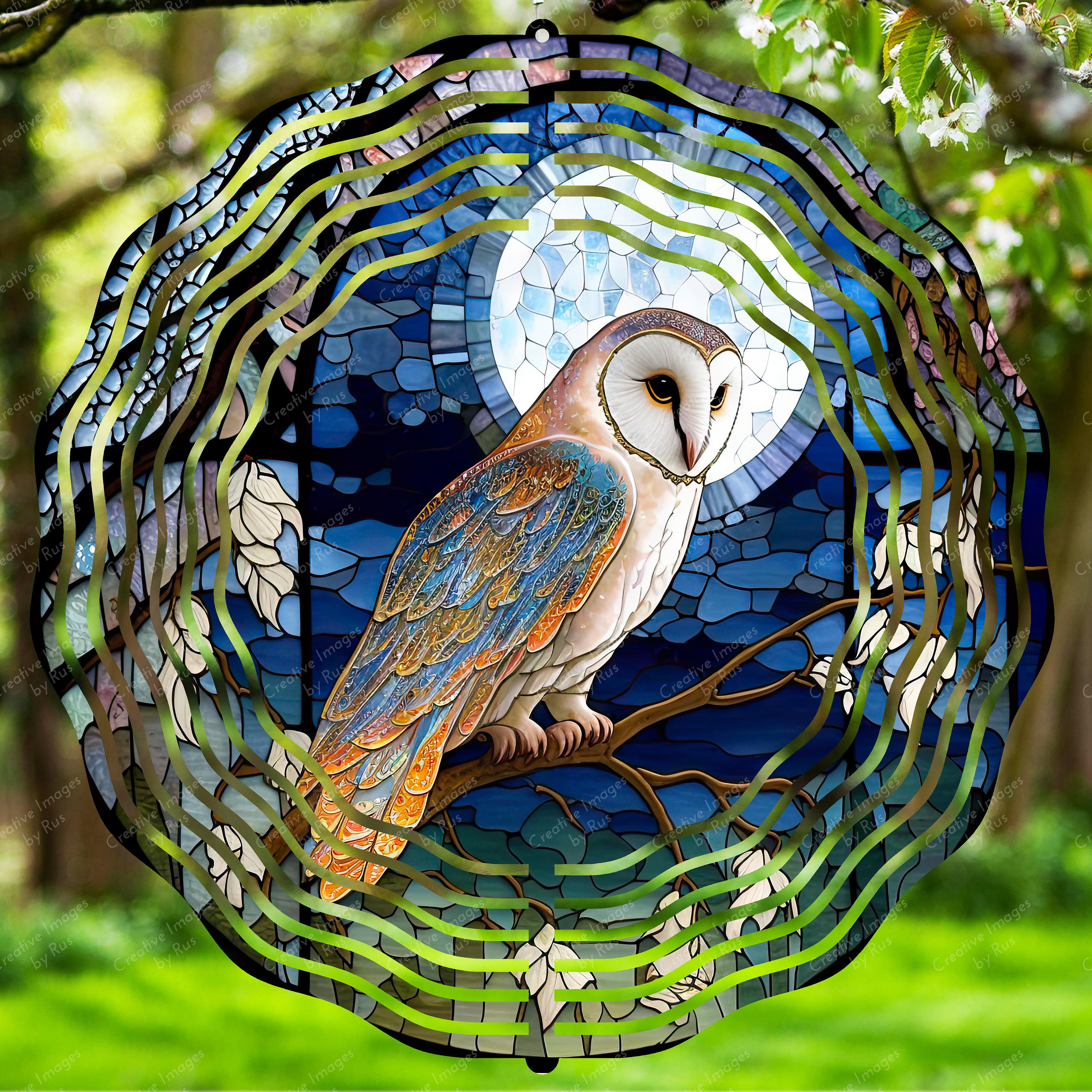 Barn Owl Stained Glass Clipart Round Image Instant Digital - Etsy