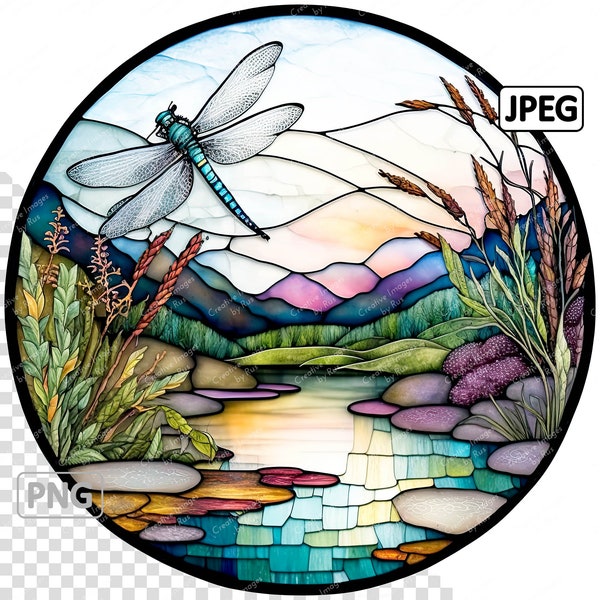 Dragonfly Stained Glass Clipart - Etsy