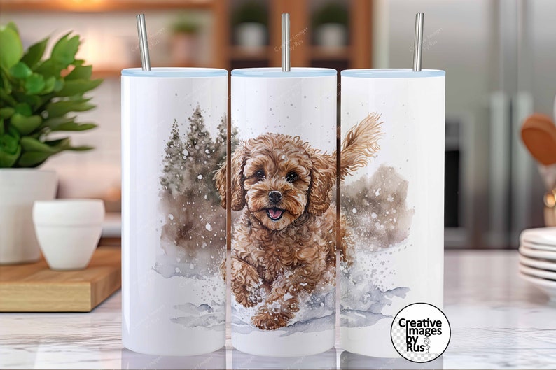 Cavapoo Cream Dog Clipart, Watercolour Winter Image, Instant Digital ...