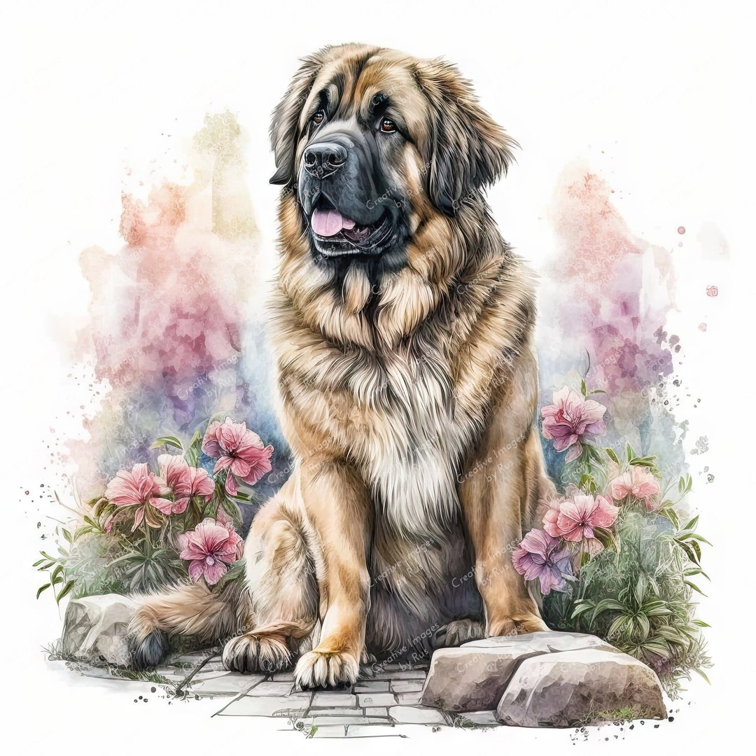 Leonberger Clipart, Watercolour Dog Image, Instant Digital Download ...