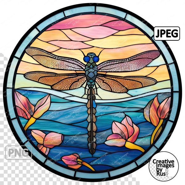 Dragonfly Stained Glass Clipart - Etsy