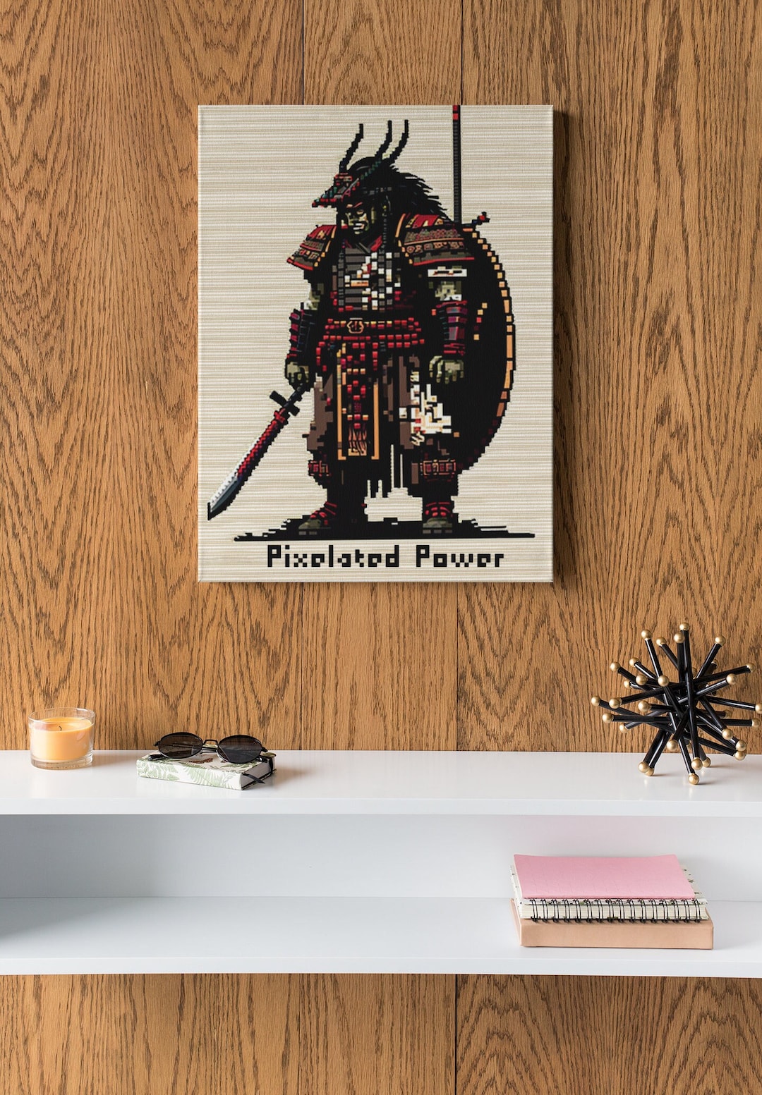 Samurai Pixel Art Print - Etsy Australia