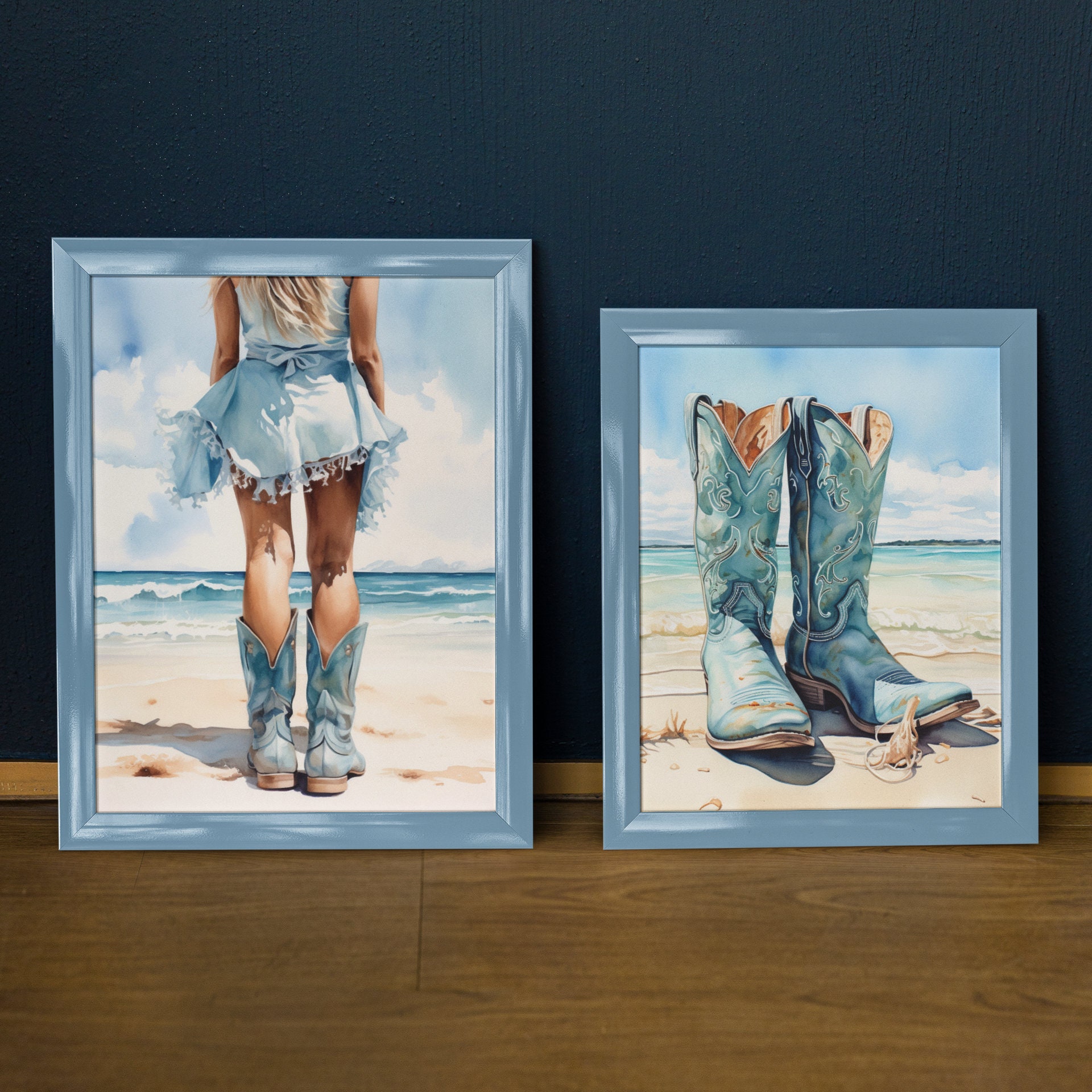 Coastal Cowgirl, Cowgirl Wall Art, Cowgirl Boots Wall Art, Beachy Rooom ...