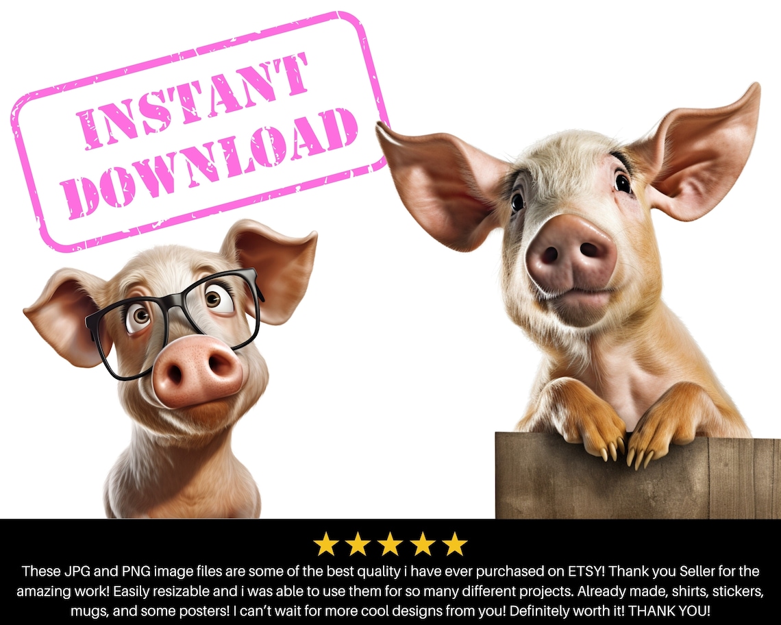 Funny Pig Faces Bundle 9 Hilarious Pig Expressions Funny Pig Clipart ...
