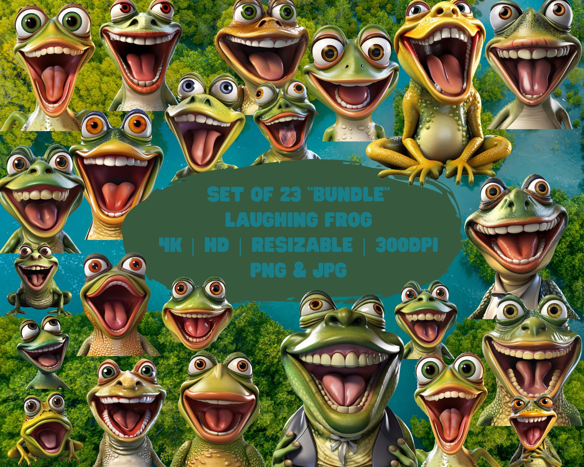 Funny Frog Faces Bundle - 23 Hilarious Frog Expressions - Funny Frog ...