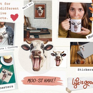 Funny Cow PNG, Laughing Cow PNG, Cow Sticker, Cow Mug, Cow Shirt, Cow ...