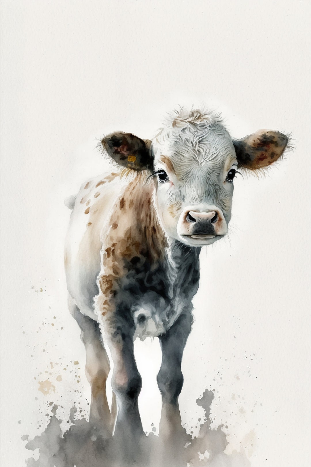 Farm Nursery Prints, Baby Cow, Watercolor, Nursery Wall Art, Cow ...