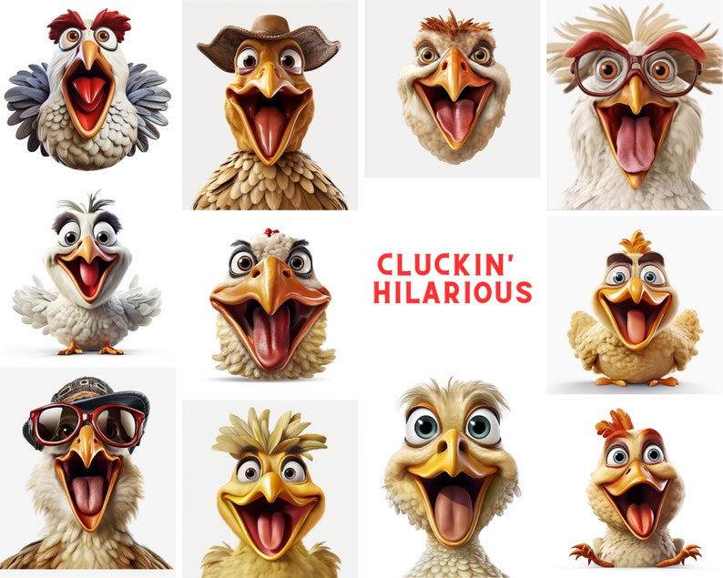 Funny Chicken PNG Bundle of 11 - Cluckin Hilarious - Funny Chicken ...