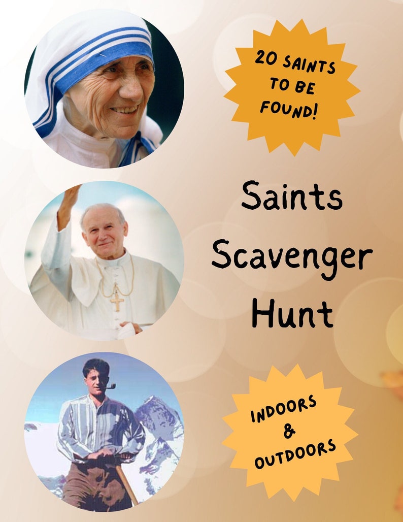 Saints Scavenger Hunt, Printable Clues, Catholic Game, Instant Download ...