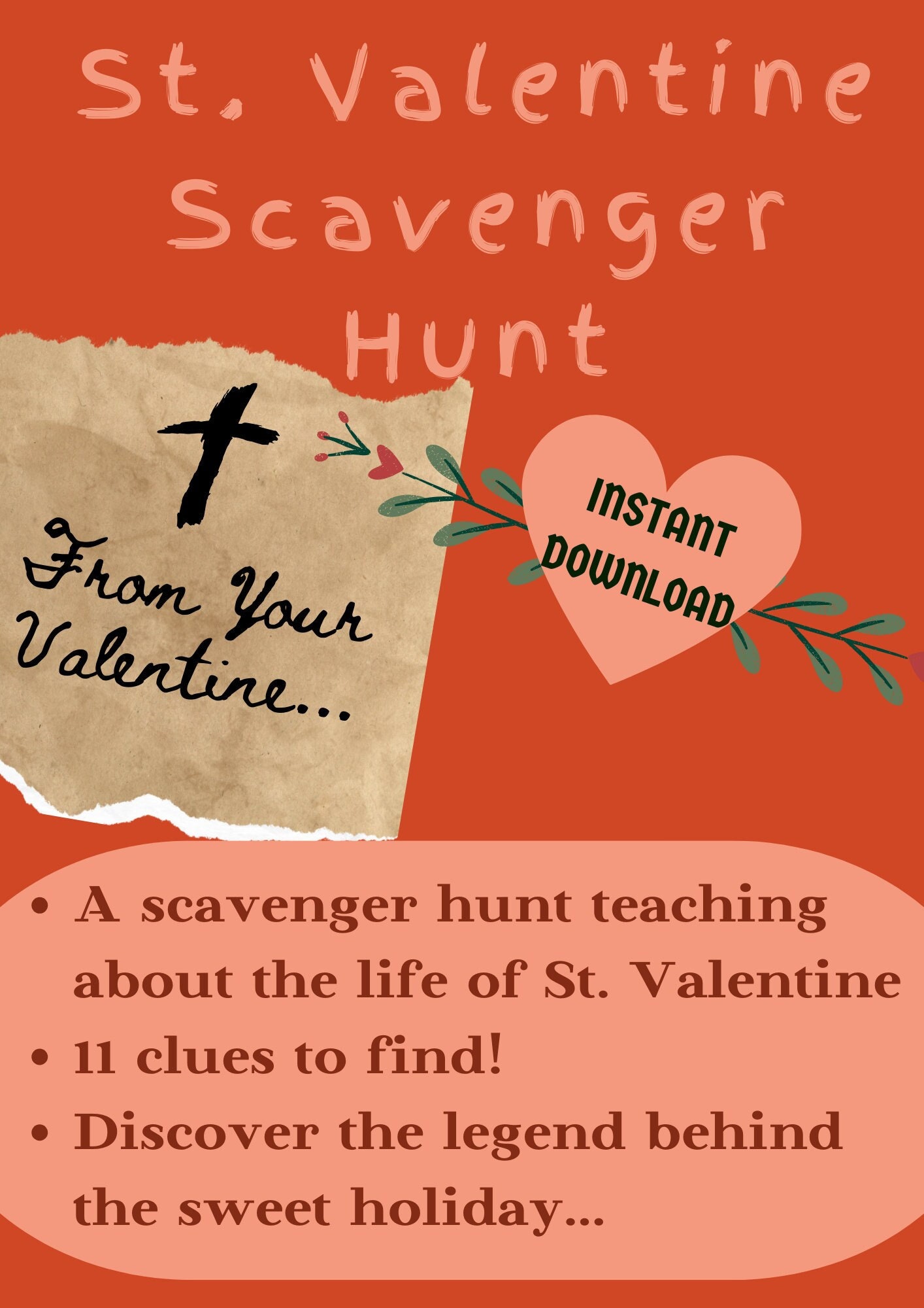 St. Valentine Scavenger Hunt, Catholic Saint, Printable Clues, Instant ...