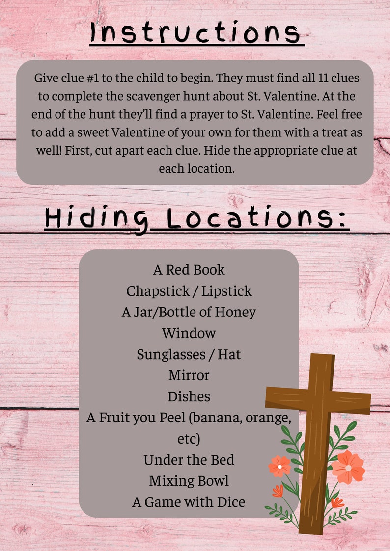 St. Valentine Scavenger Hunt, Catholic Saint, Printable Clues, Instant ...