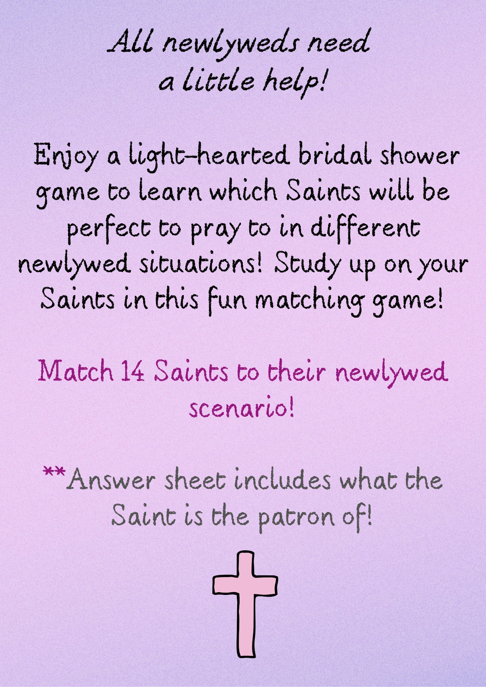 Catholic Bridal Shower Game: Patron Saints Matching (printable, Instant ...