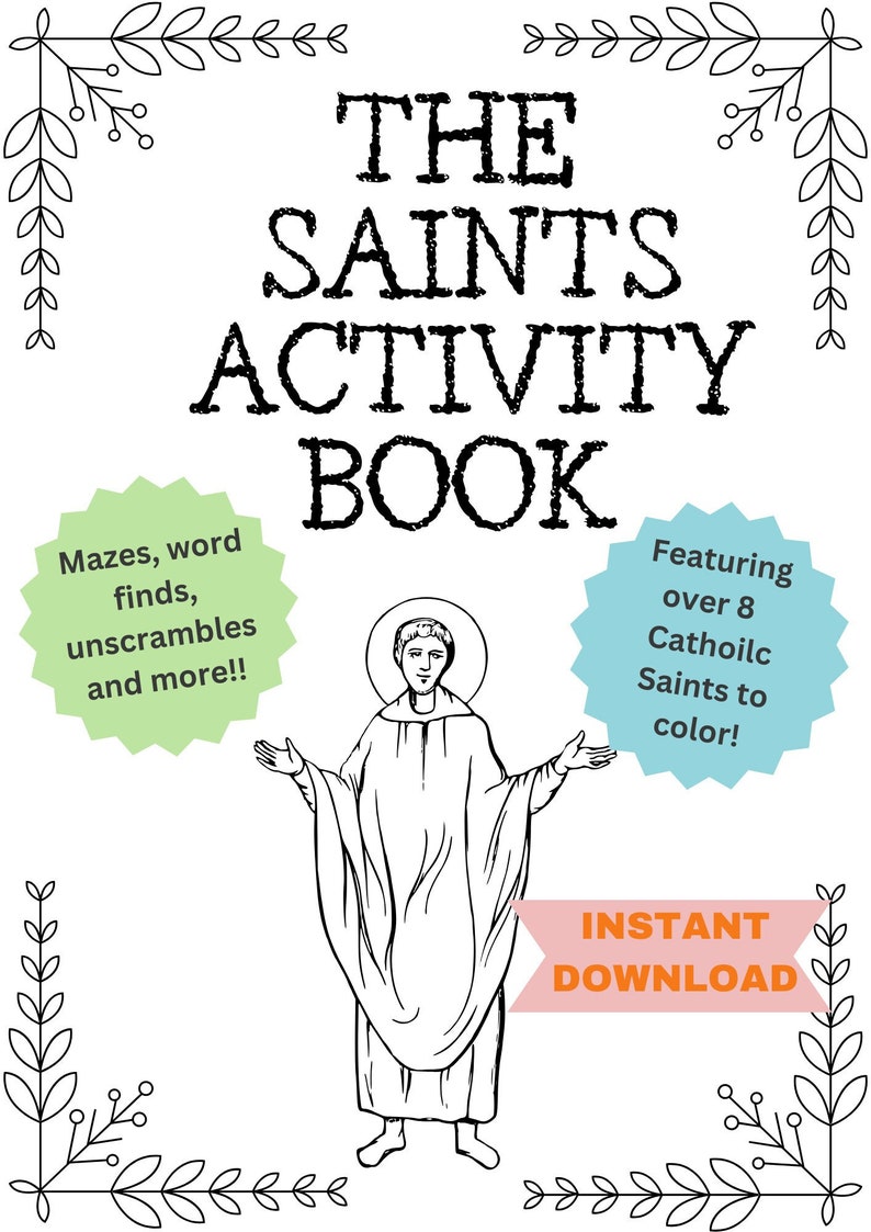 Catholic Saints Kids Activity & Coloring Book, Instant Download - Etsy