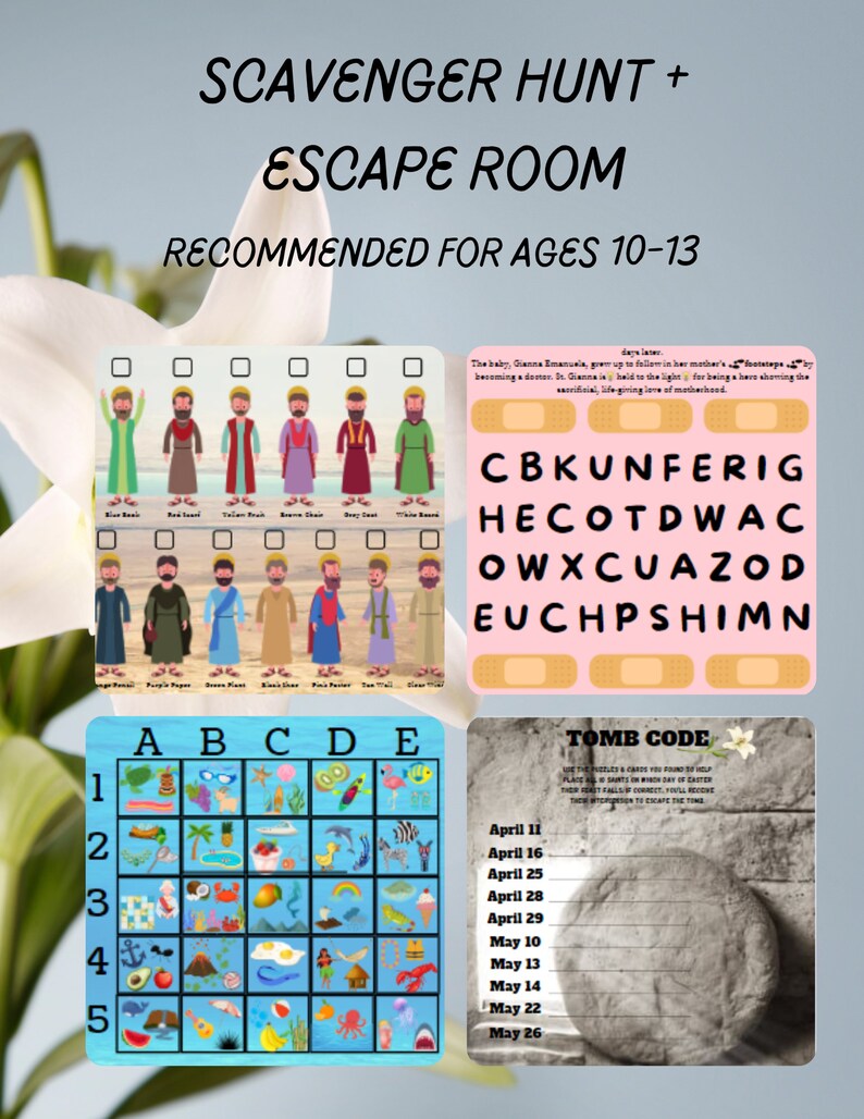 Easter Escape Room, Catholic Saints, Puzzles for Kids, Digital Download ...