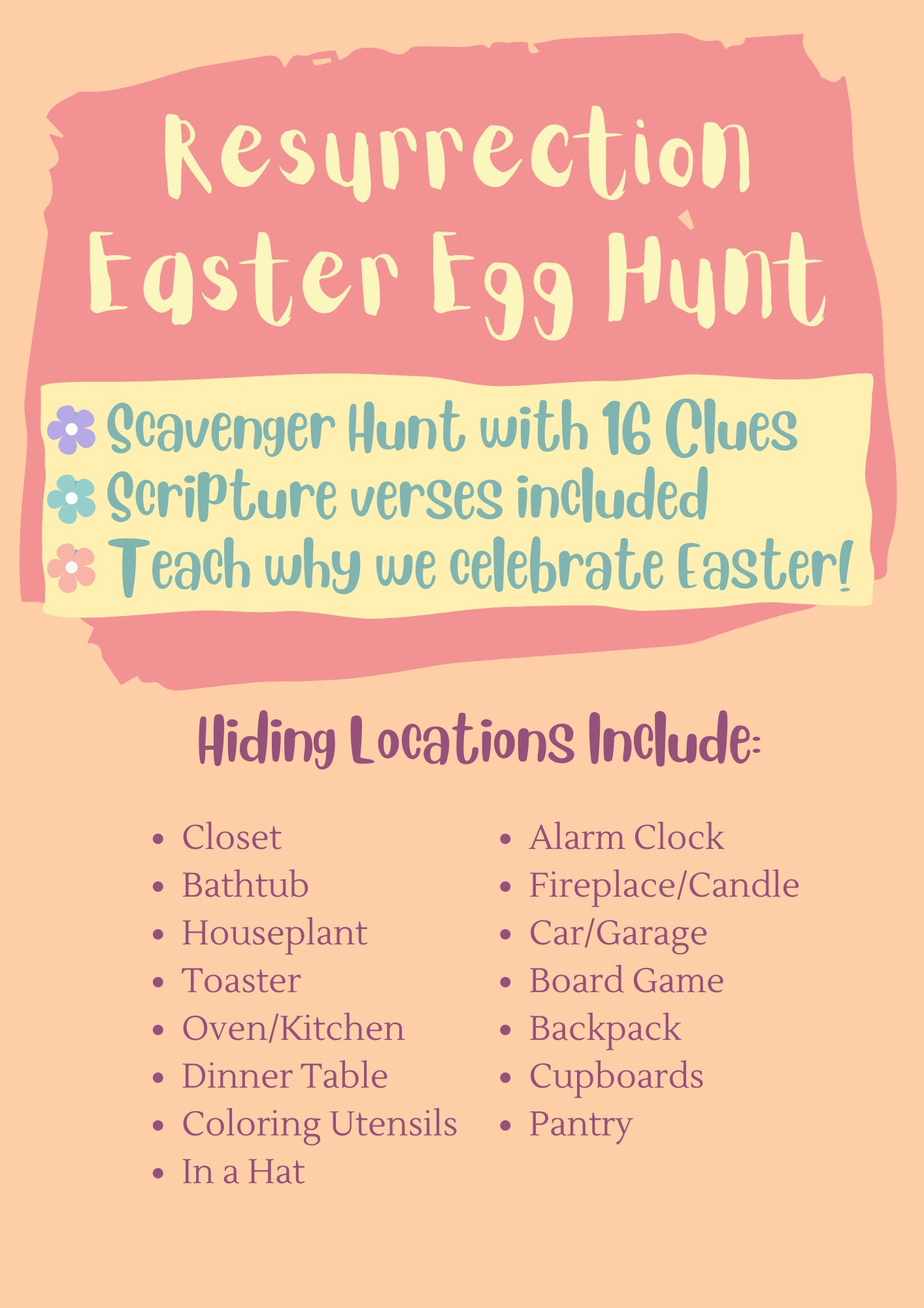 Resurrection Easter Egg Hunt, Printable Clues, Christian Game, Instant ...