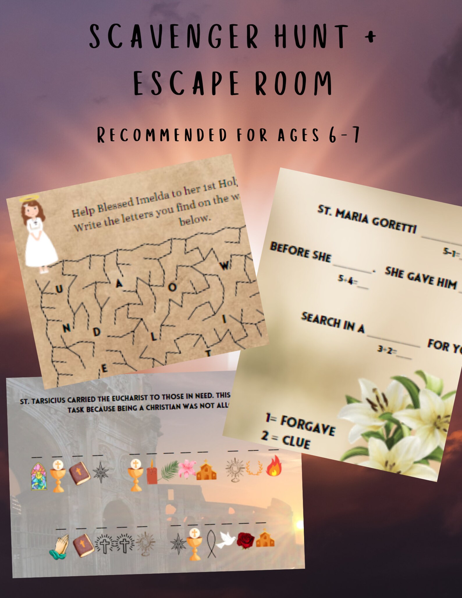 Young Saints Escape Room, Catholic Saints, Puzzles for Kids, Digital ...