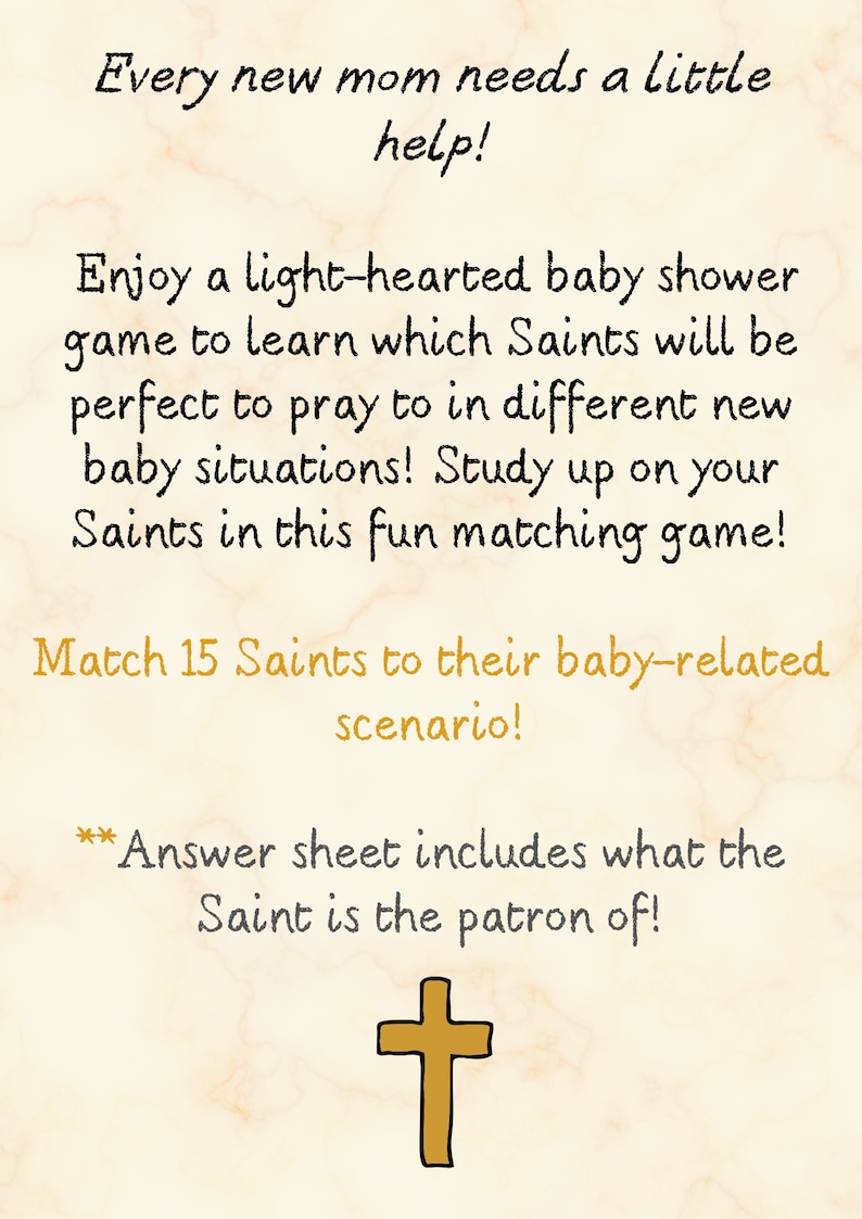 Catholic Baby Shower Game: Patron Saints Matching (printable, Instant ...