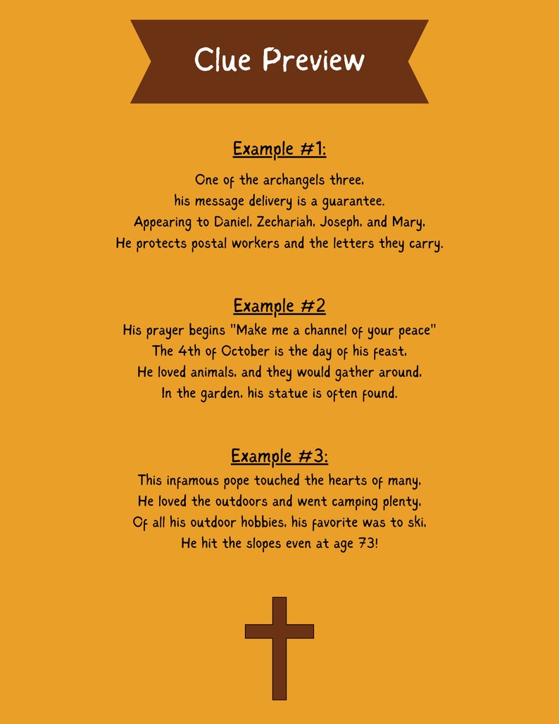 Saints Scavenger Hunt, Printable Clues, Catholic Game, Instant Download ...