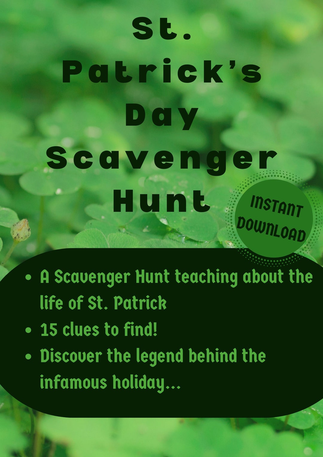 St. Patrick Scavenger Hunt, Catholic Saint, Printable Clues, Instant ...