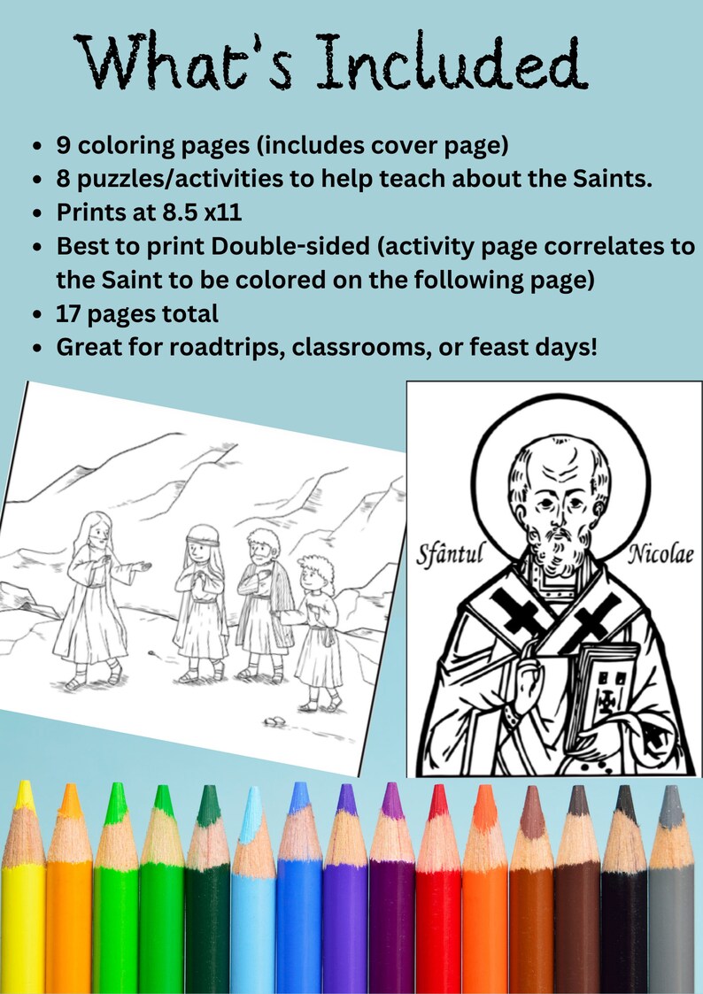 Catholic Saints Kids Activity & Coloring Book, Instant Download - Etsy