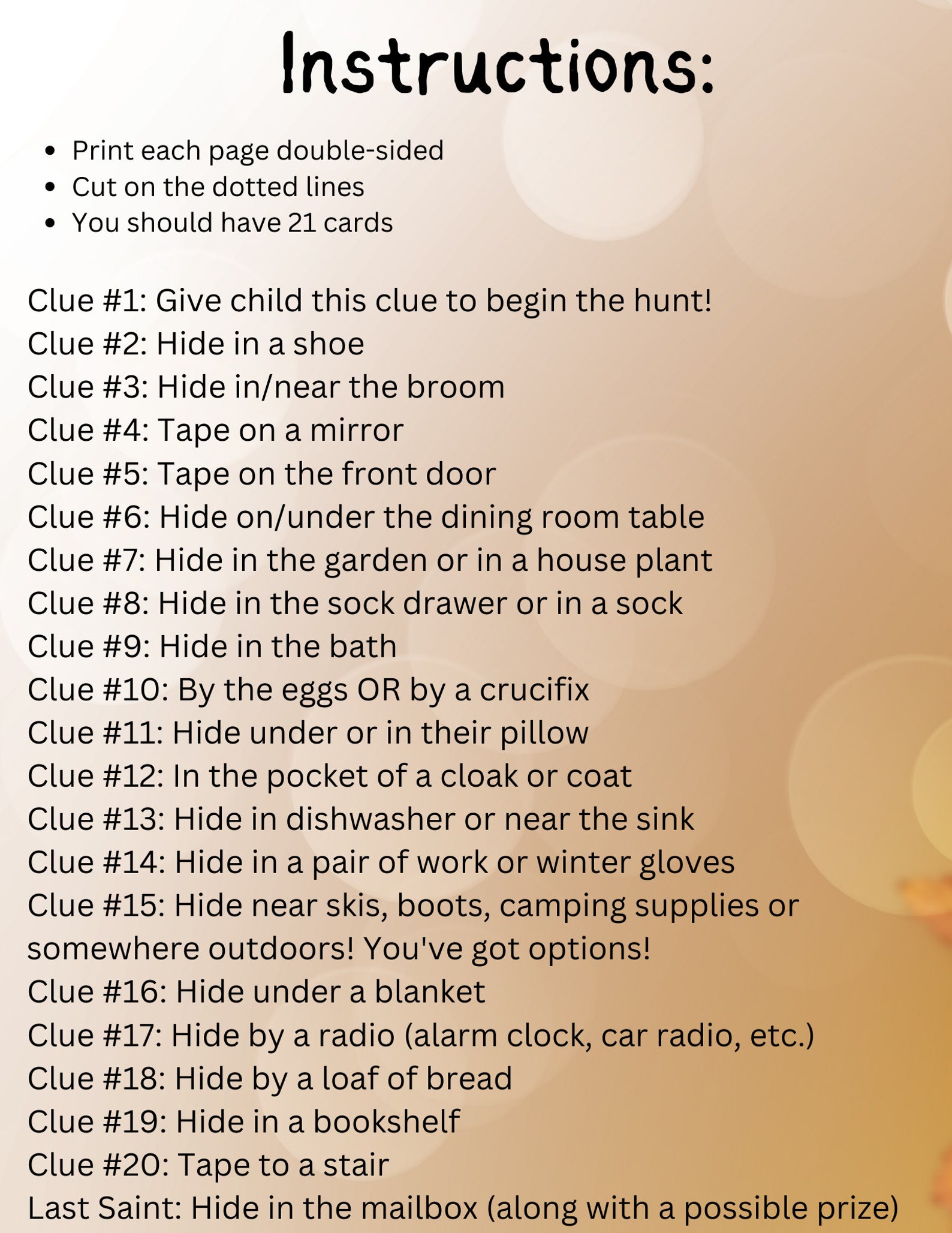 Saints Scavenger Hunt, Printable Clues, Catholic Game, Instant Download ...