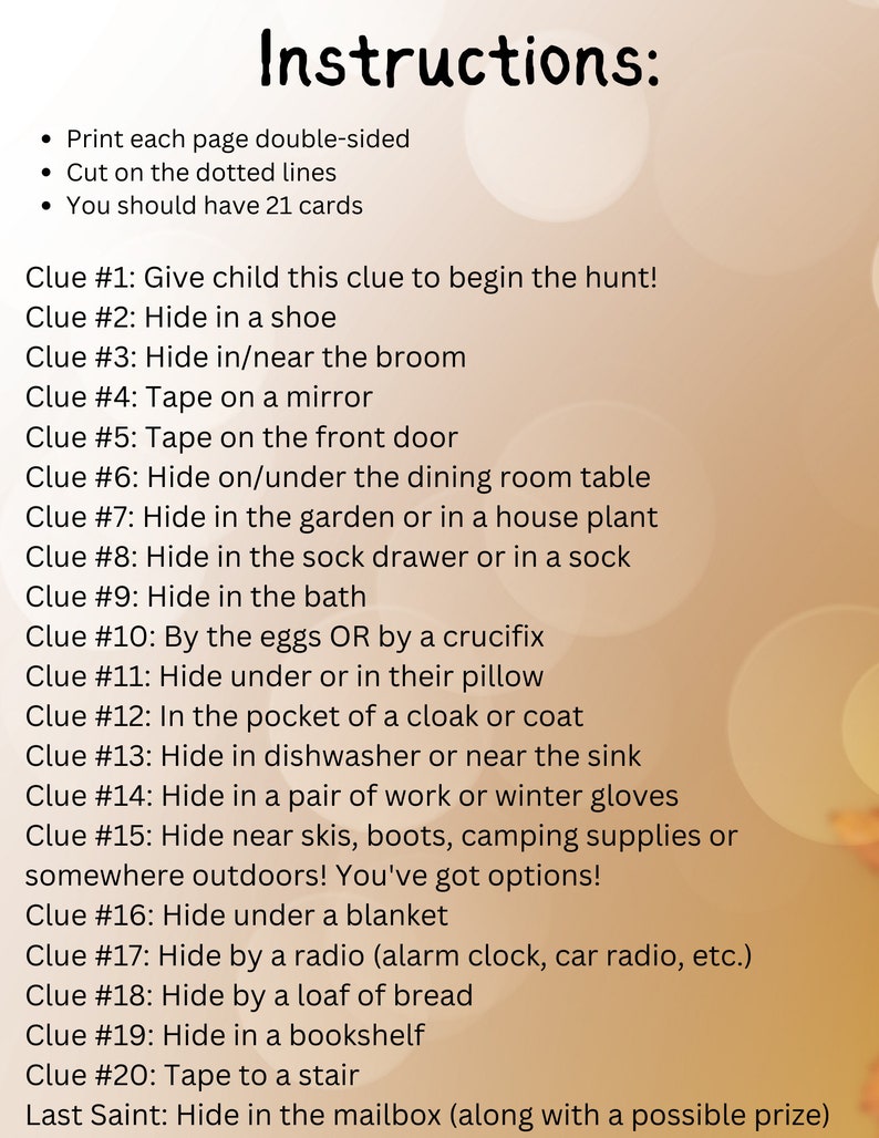 Saints Scavenger Hunt, Printable Clues, Catholic Game, Instant Download ...