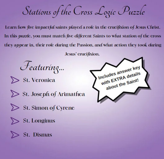 Stations of the Cross Logic Puzzle: Catholic Saints Game (instant ...