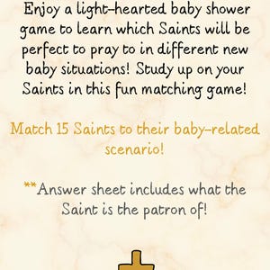 Catholic Baby Shower Game: Patron Saints Matching (printable, Instant ...