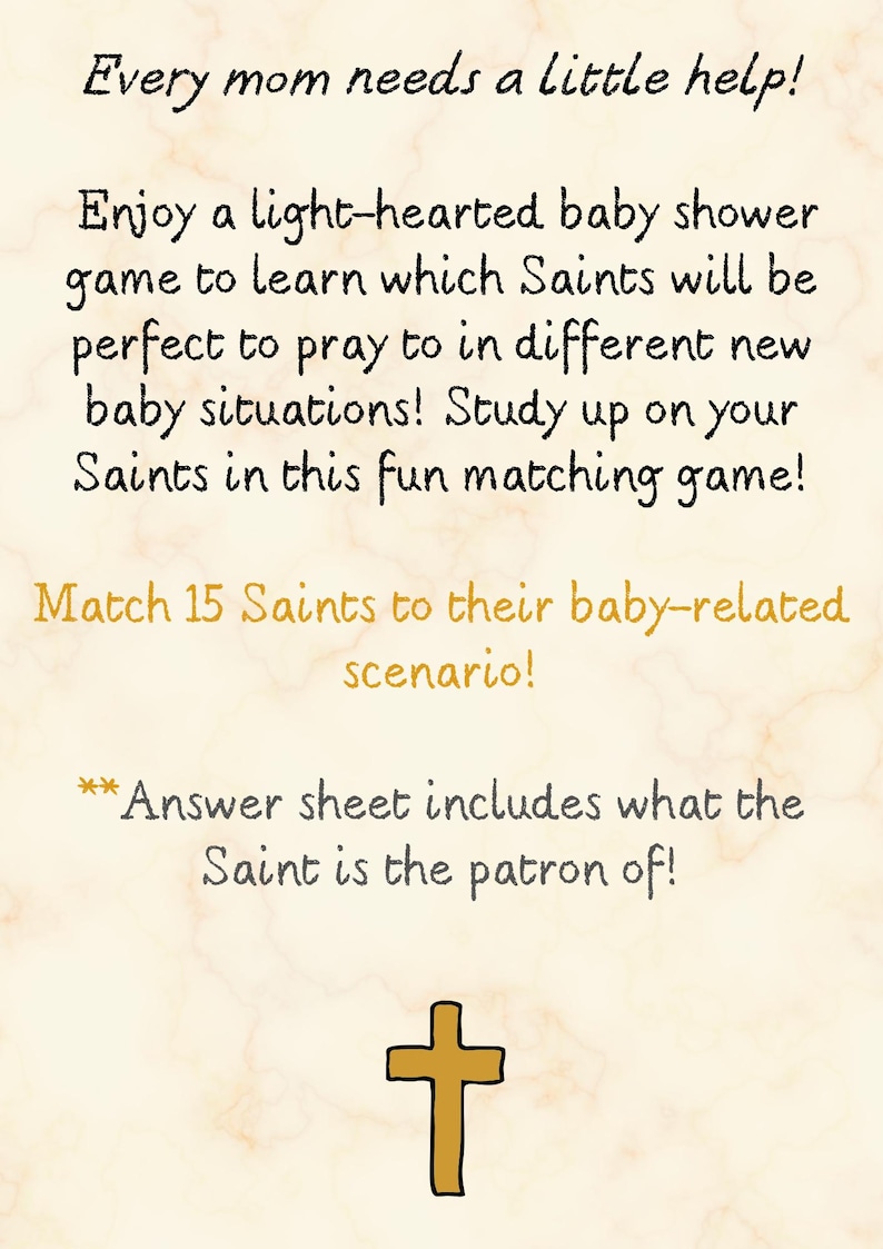 Catholic Baby Shower Game: Patron Saints Matching (printable, Instant ...