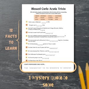 Carlo Acutis Trivia Worksheet, Youth Group Learning Game, Catholic ...