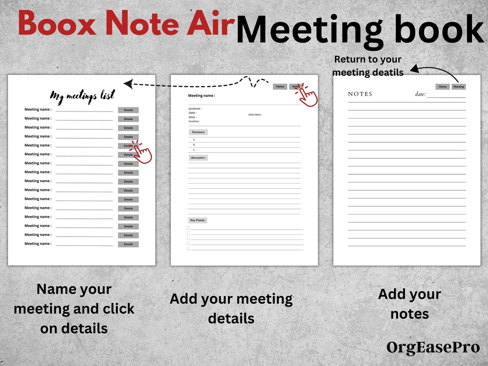 Interactive Boox Note Air Meeting Book for Boox Note Air Templates for ...