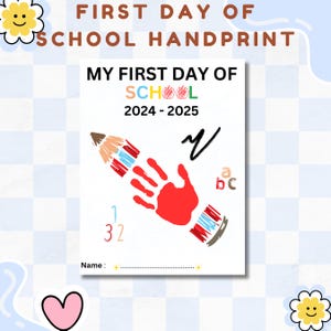 Happy First Day of School Handprint ,editable First Day of Pre-k ...