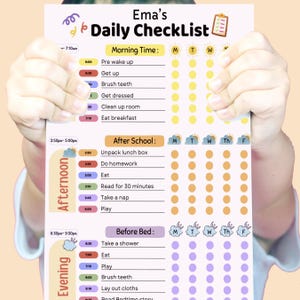 Personalized Kids Daily School Checklist,kids Daily Schedule Editable ...