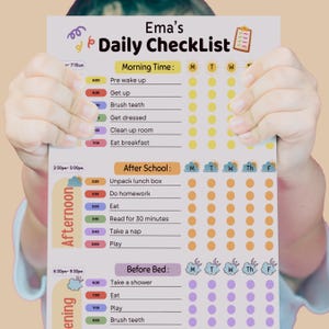 Personalized Kids Daily School Checklist,kids Daily Schedule Editable ...