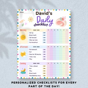 Customizable Kids Daily School Checklist,kids Daily Schedule Editable ...