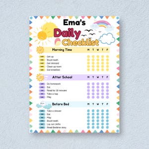 Kids Daily School Checklist, Responsibility Chart, to Do List, Editable ...
