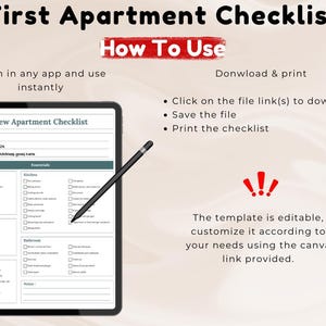 Moving Checklist First Apartment Checklist Template Printable Checklist ...