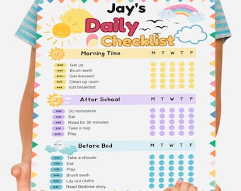 Kids Daily School Checklist, Responsibility Chart, to Do List, Editable ...