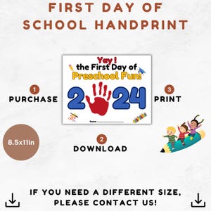 First Day of School Handprint ,editable First Day of Pre-k Handprint ...