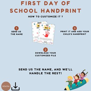 Personalized First Day of School Handprint ,editable First Day of Pre-k ...