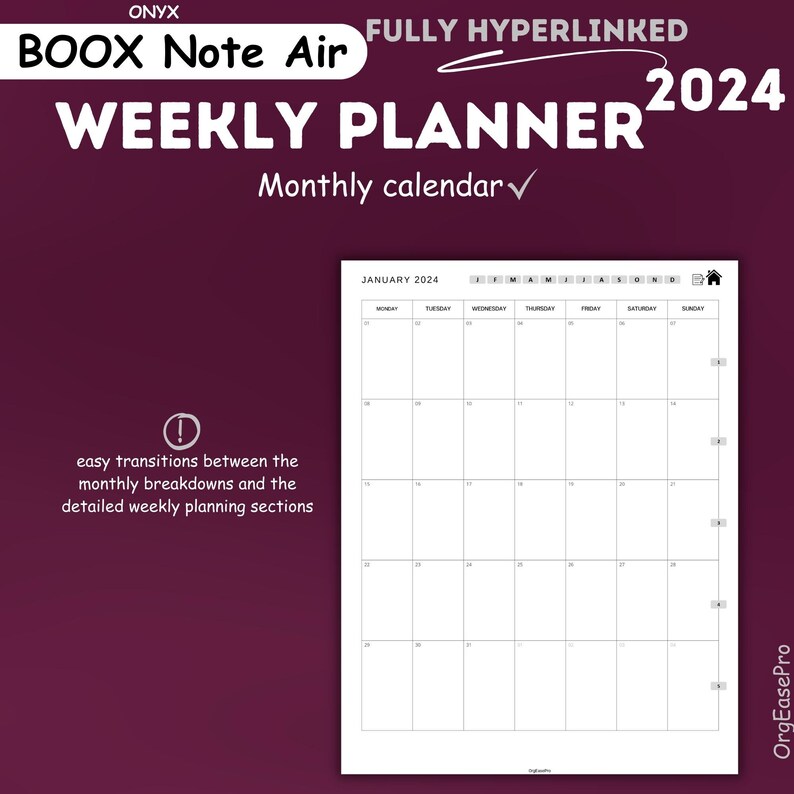 2024 BOOX Note Air Templates Boox Note Air Weekly Planner Boox Note ...
