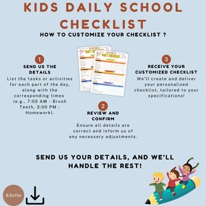 Personalized Kids Daily School Checklist Schedule Printable for Kids ...