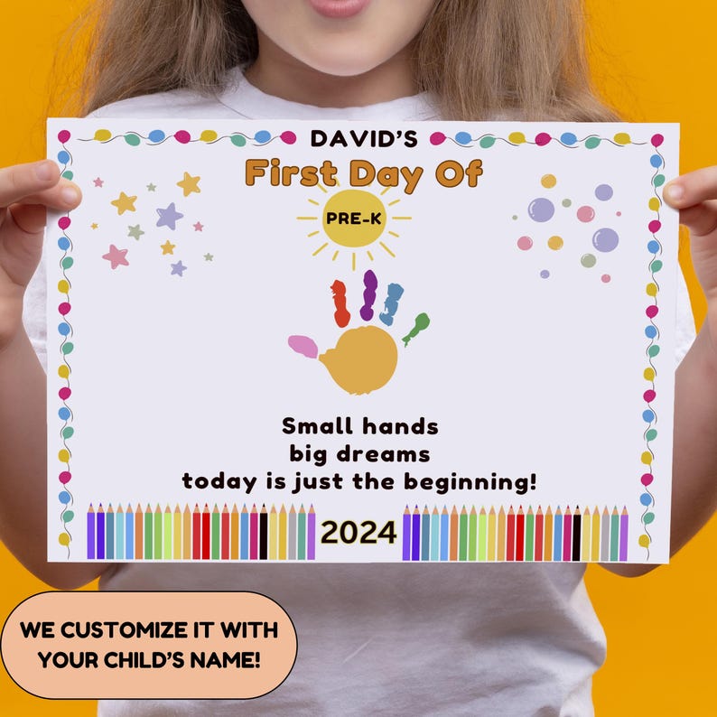 Personalized First Day of School Handprint Craft,back to School ...