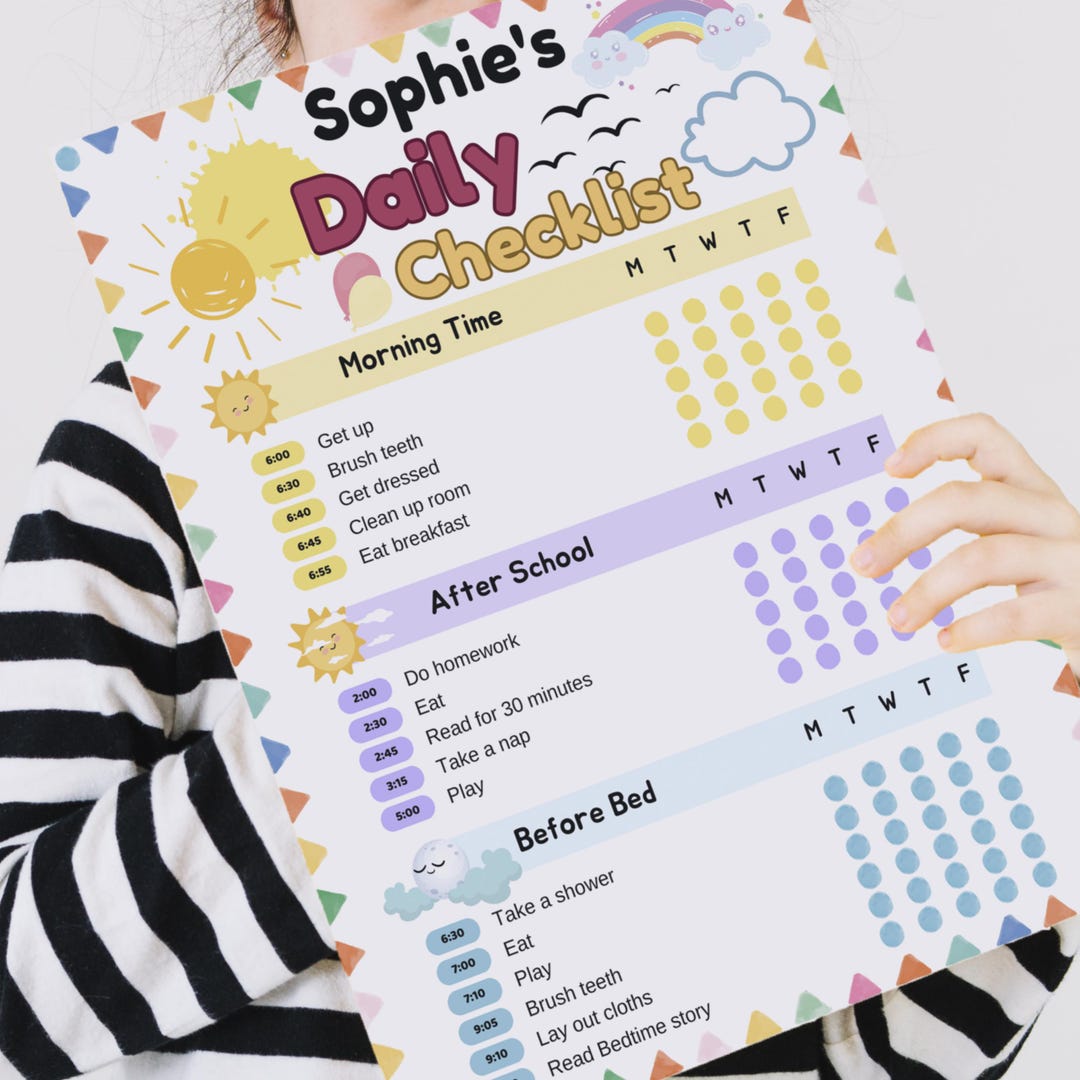Kids Daily School Checklist, Responsibility Chart, to Do List, Editable ...