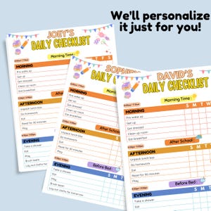 Personalized Kids Daily School Checklist Schedule Printable for Kids ...