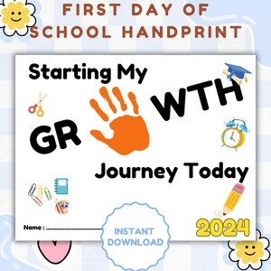 First Day of School Handprint Craft,editable First Day of Pre-k ...
