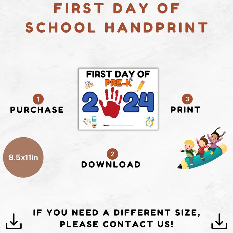 First Day of School Handprint Craft, Back to School Printable, School ...