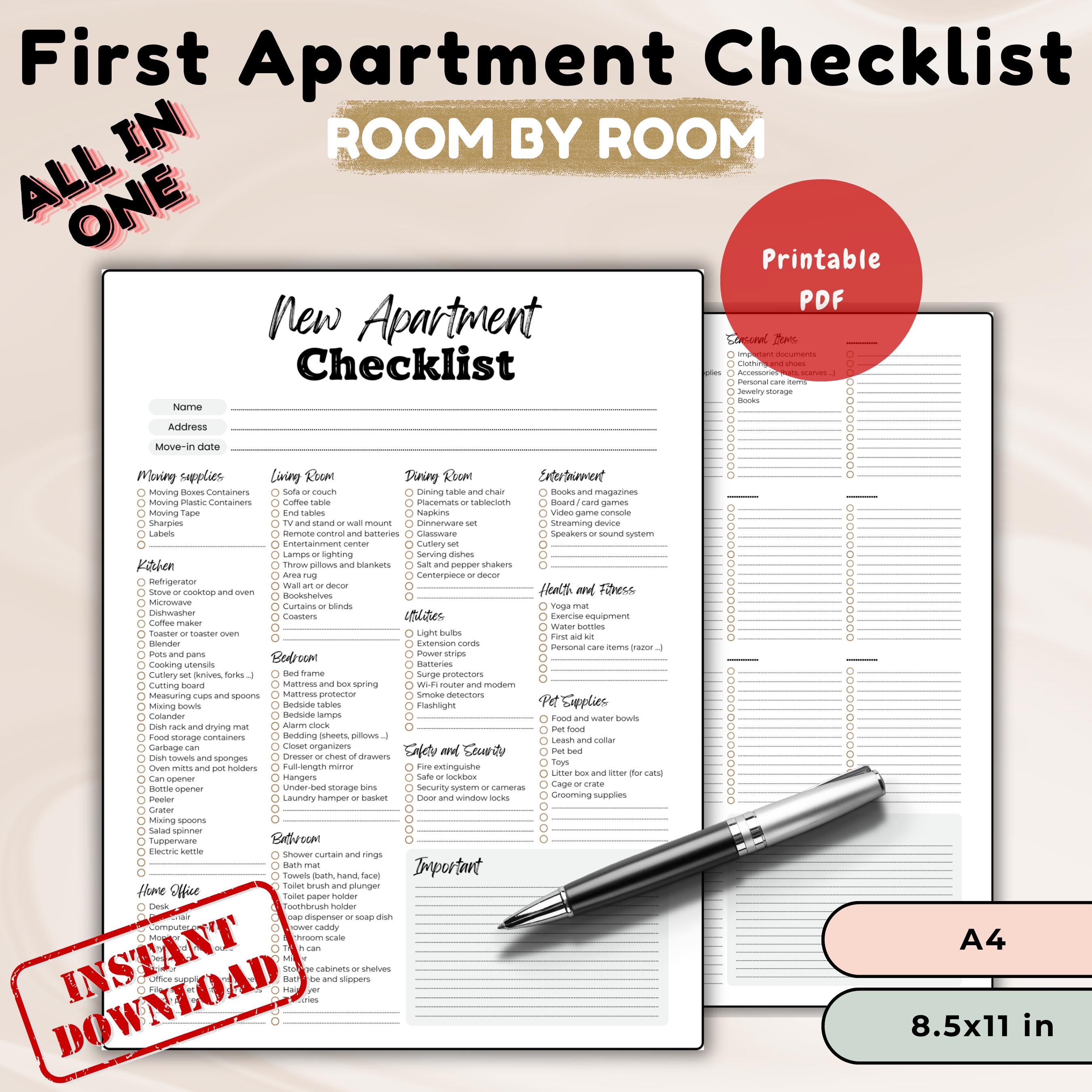 Moving Checklist ,first Apartment Checklist,editable Moving Checklist ...