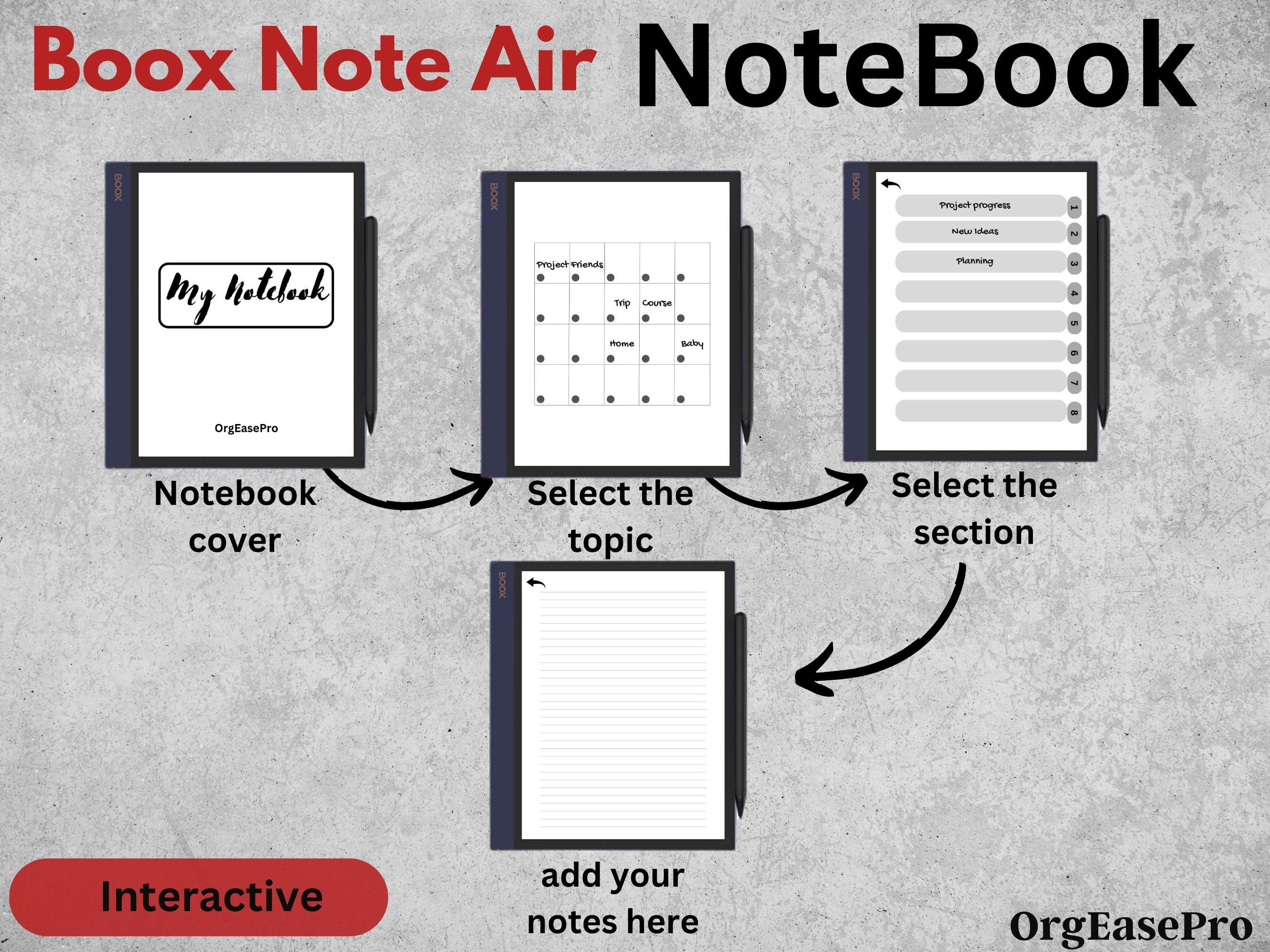 BOOX Note Air Notebook Digital Hyperlinked PDF Boox Note Air Templates ...
