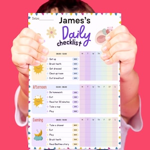 Customizable Kids Daily School Checklist,kids Daily Schedule Editable ...